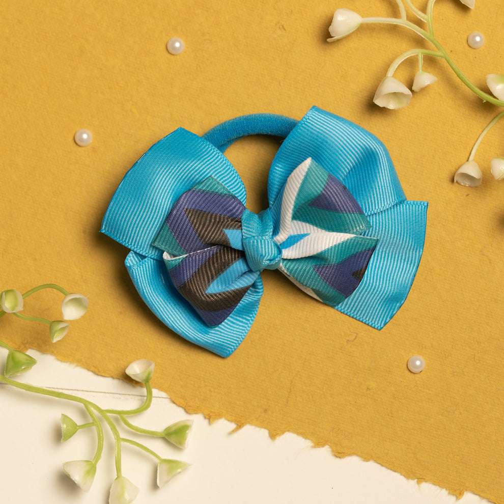 Dual Bow Rubber Band - Blue – ribboncandy.in