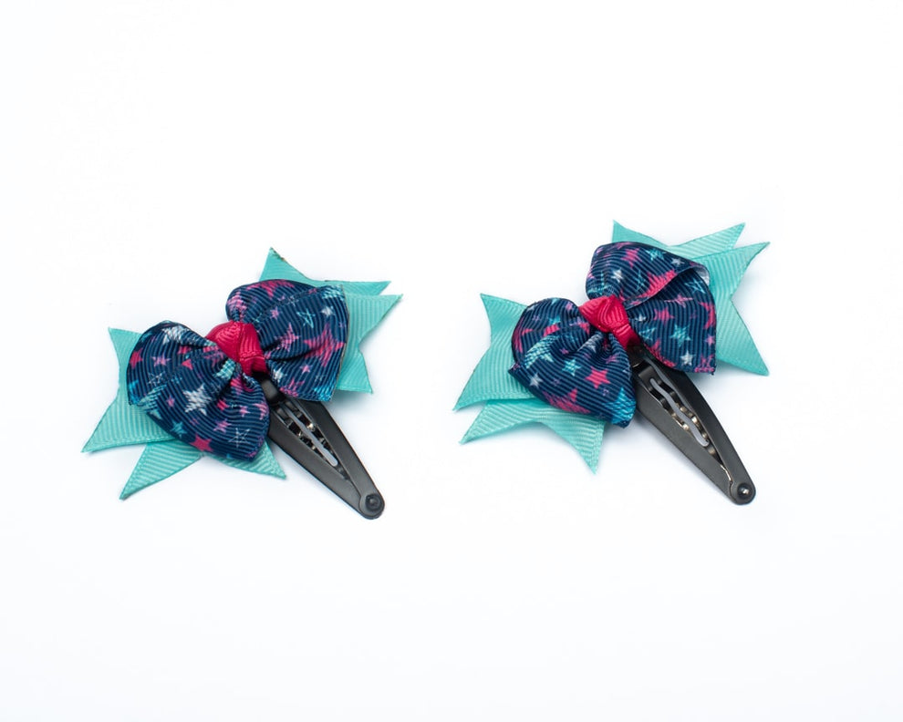Star Print Bow Tic-Tac Clips – ribboncandy.in